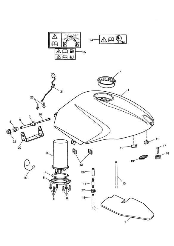 Triumph Speed Triple VIN 210445 > 461331 Fuel Tank, Matte Black - T240 ...