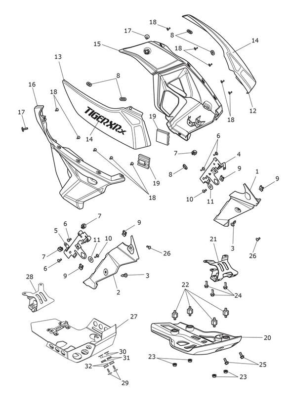 Triumph Tiger XRx Upper Rad Cowl, RH - T2306633-JF – Hermy's ...