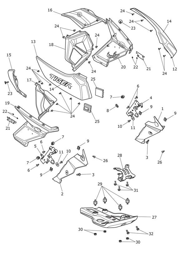 Triumph Tiger 800 XRT Front Rad Cowl, RH - T2308731-MP – Hermy's ...