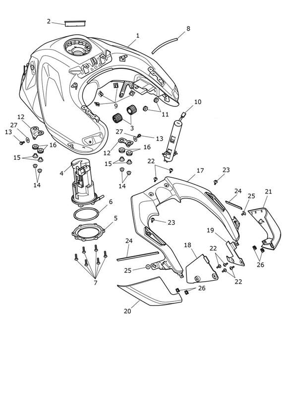 Triumph Tiger 900 GT & Tiger 900 GT Pro Fuel Tank Assembly - T2402661 ...